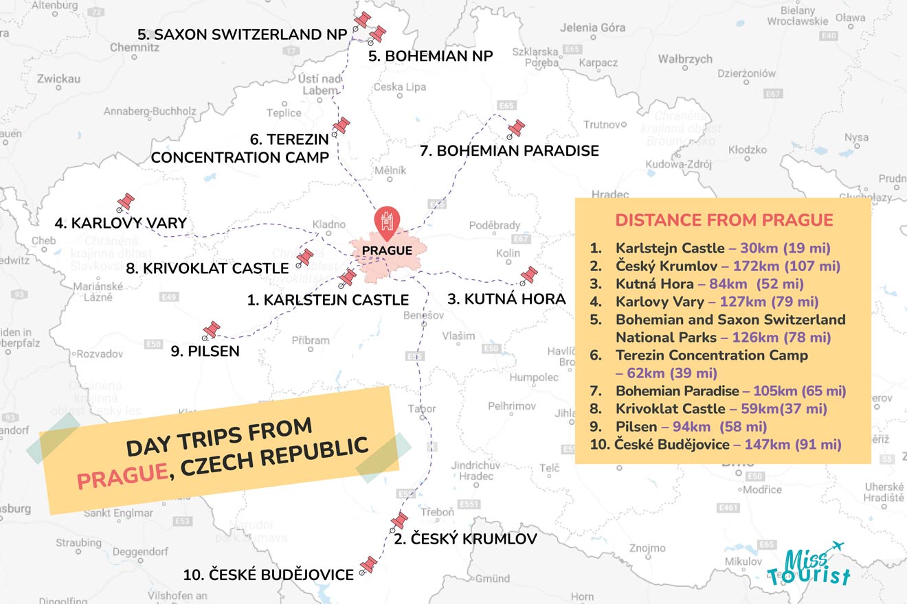 10 TOP Day Trips from Prague, Czech Republic → with a Map